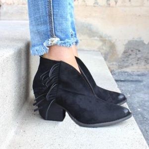 Free People Shoes | Distressed Fringe V Cut Boho Chic Ankle Booties ...